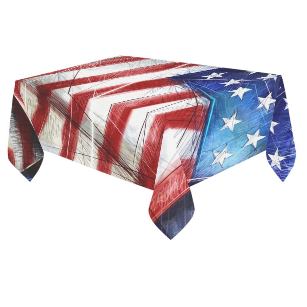 MYPOP Vintage American Flag Cotton Linen Tablecloth 60x84 inches ...