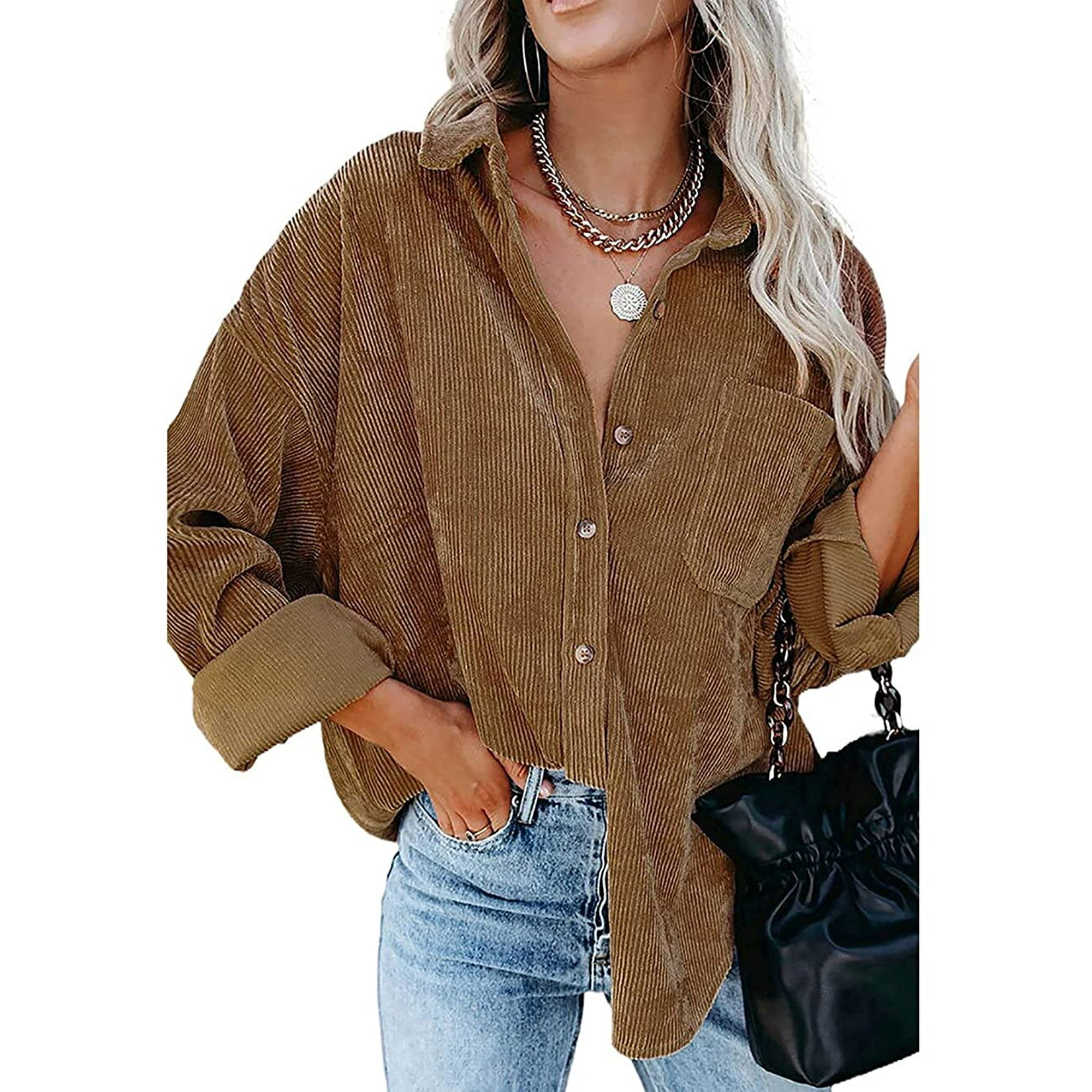 Click here for Yeashow Corduroy Button Down Shirts For Women Turn... prices