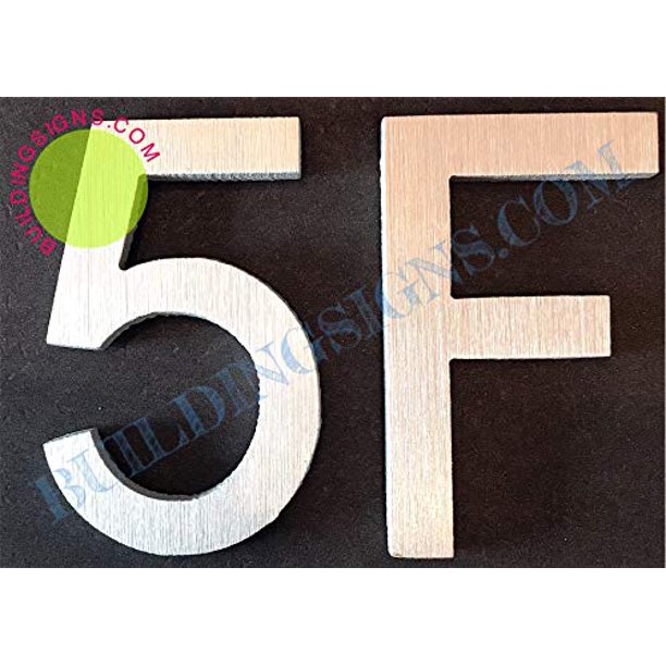 Apartment Number 5F Sign (Brush Silver,Double Sided Tape, Rust Free, 2. ...