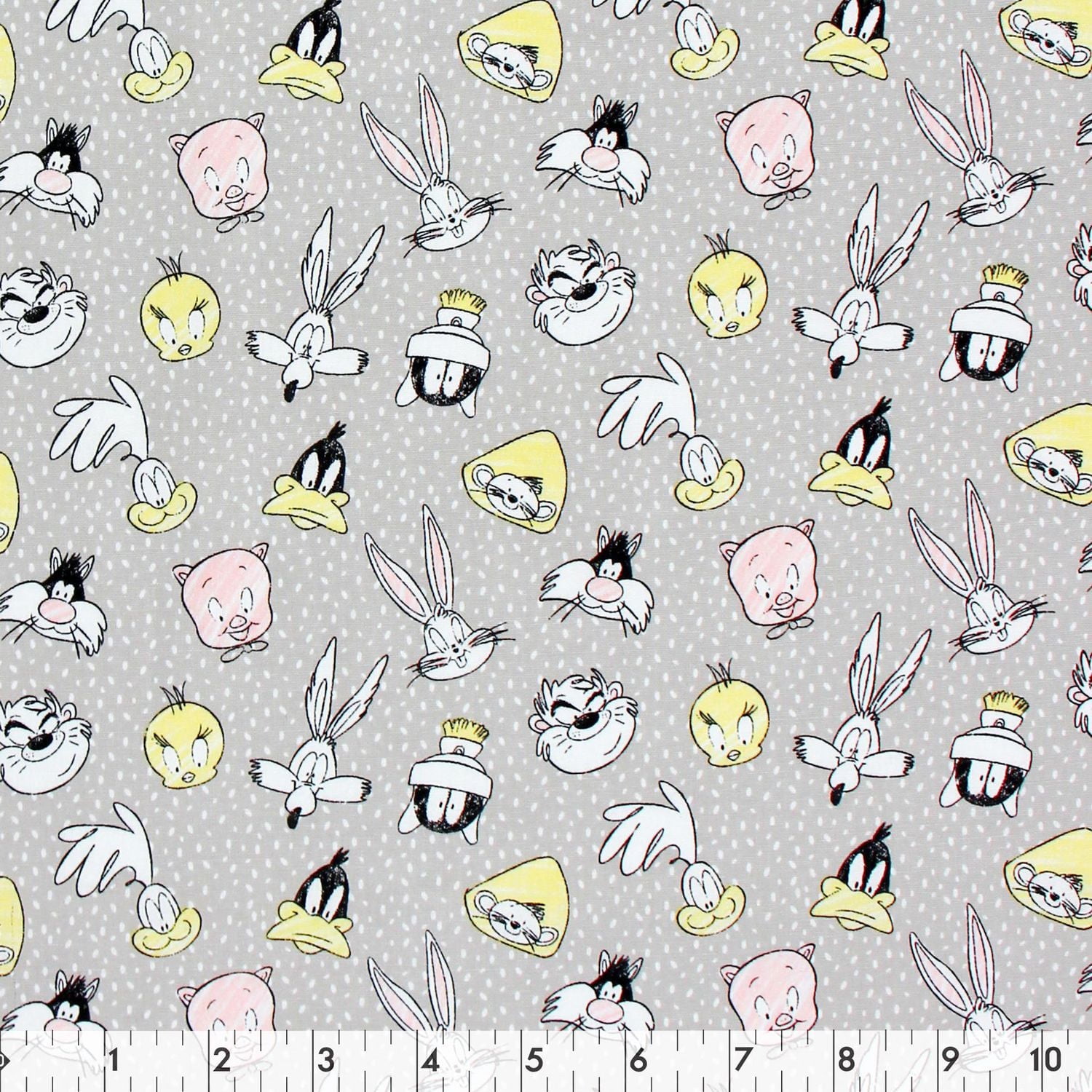 Click here for Looney Toons Fabric Creations Grey Dots With Bugs... prices