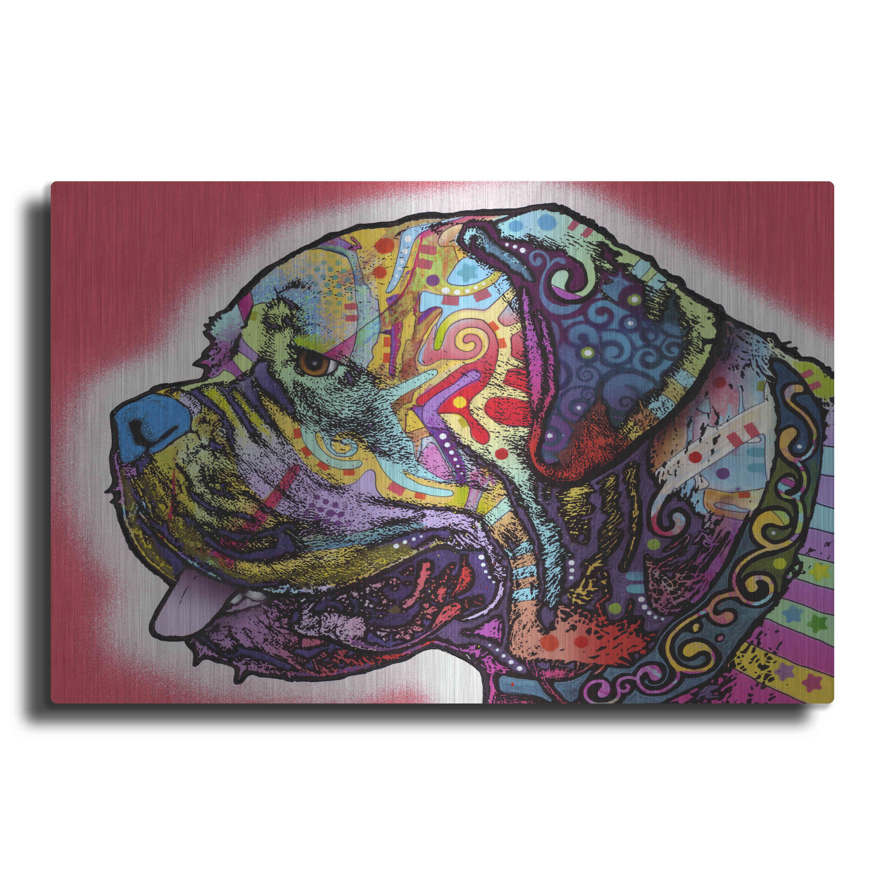 Luxe Metal Art 'Profile Mastiff' by Dean Russo, Metal Wall Art, 16"x12 ...