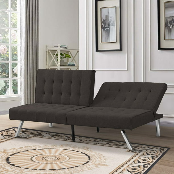 Aukfa Linen Futon Convertible Sofa for Home Office, Split Back, Space ...