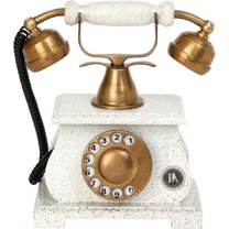 Vintage Style Rotary Dial Corded Phone, Wooden Base with Brass Accents ...