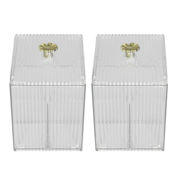 Cotton Swab Dispenser, 2 Pieces Cotton Swab Holder Sturdy Plastic ...