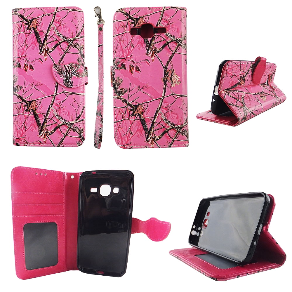 Camo Pink Mozzy Wallet Folio Case for Samsung Galaxy J3 Fashion Flip PU ...