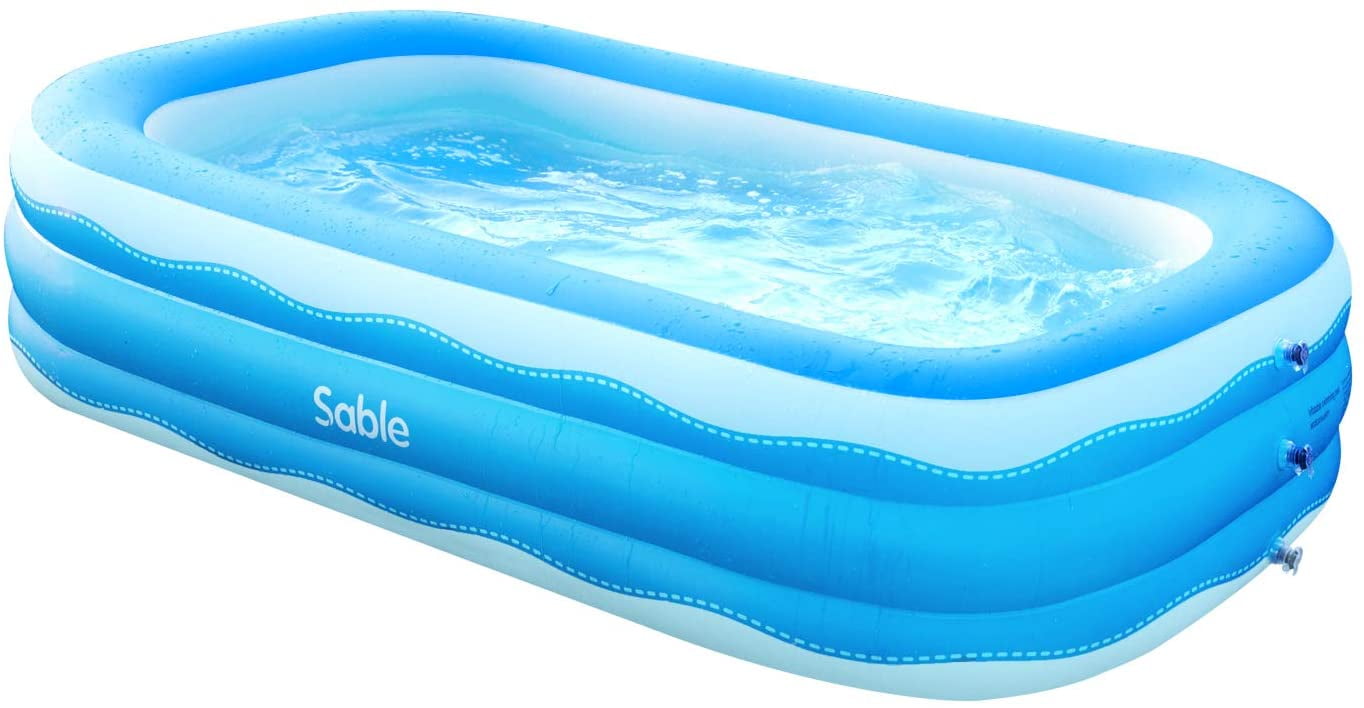 Sable Inflatable Pool, 95 x 56 x 22in Rectangular Swimming Pool for ...