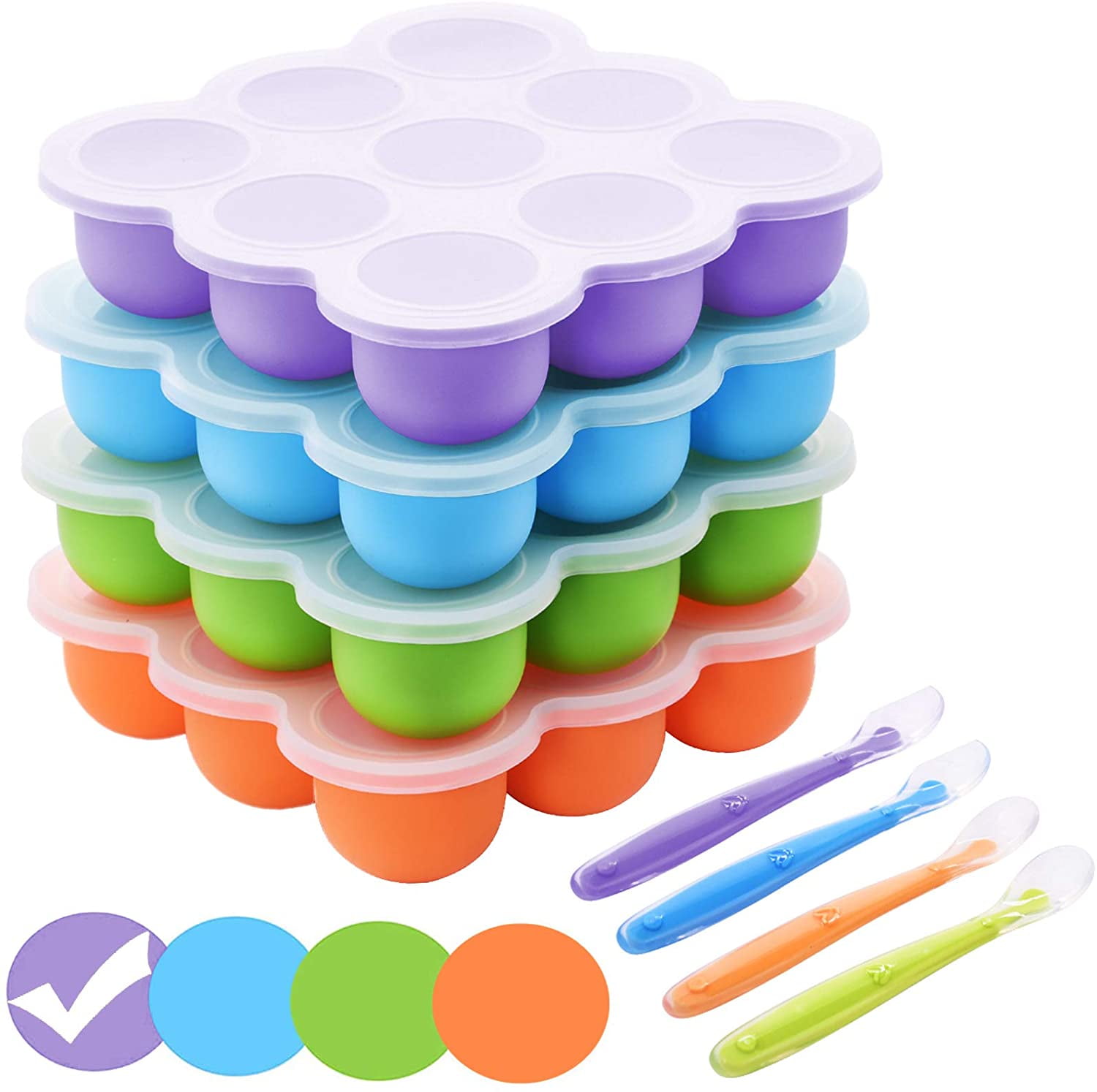 Baby Food Frozen Storage Box, Baby Silicone Container with Airtight Lid ...