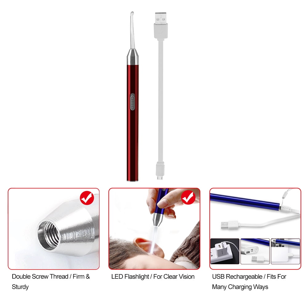USB Rechargeable Flashlight Earpick Ear Wax Cleaner Baby Earwax Remover ...