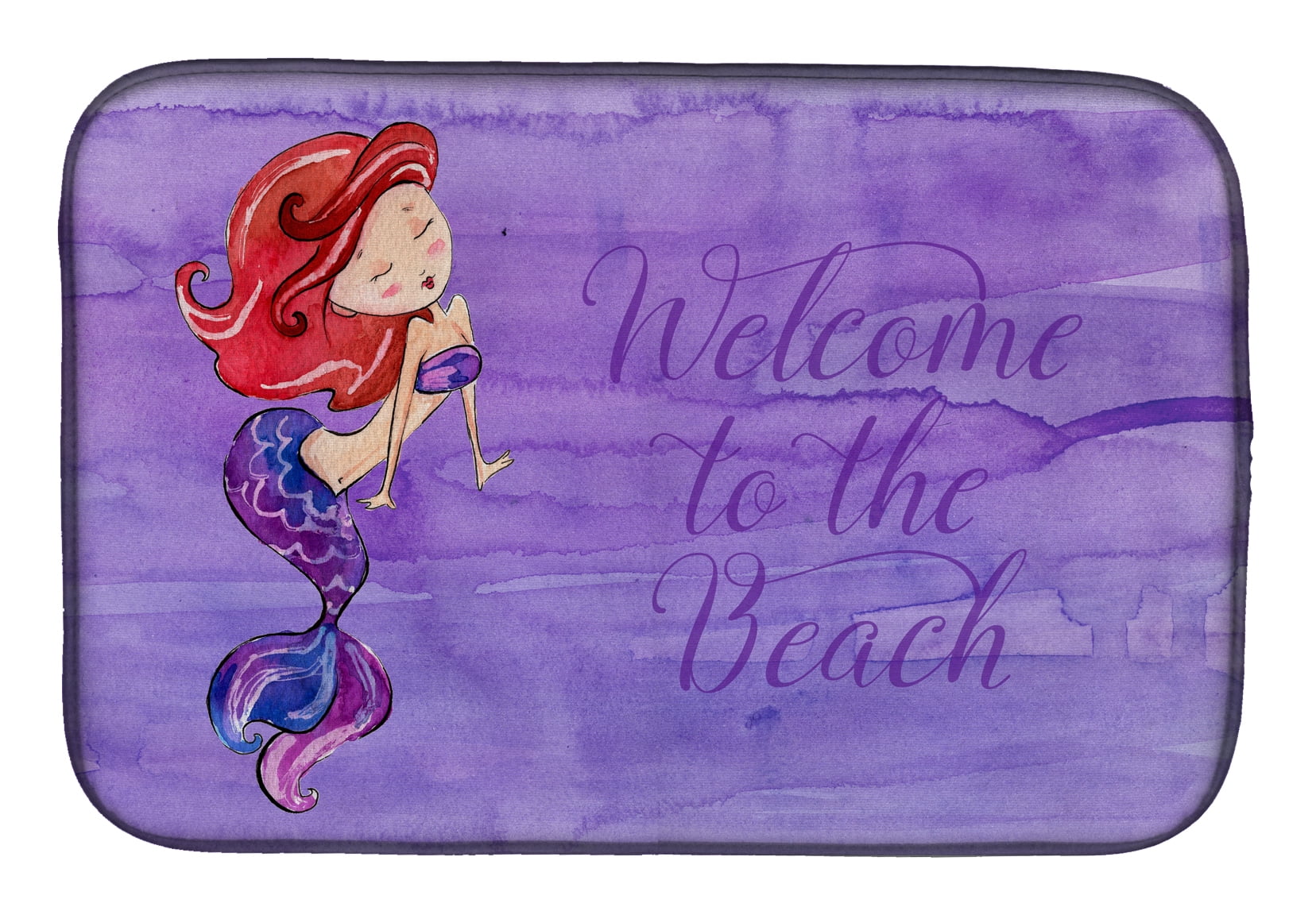 Caroline's Treasures Mermaid Welcome Purple Dish Drying Mat - Walmart ...