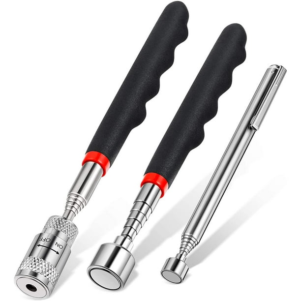 3-piece retractable magnet pickup kit with 8 lb Led light magnet pickup ...