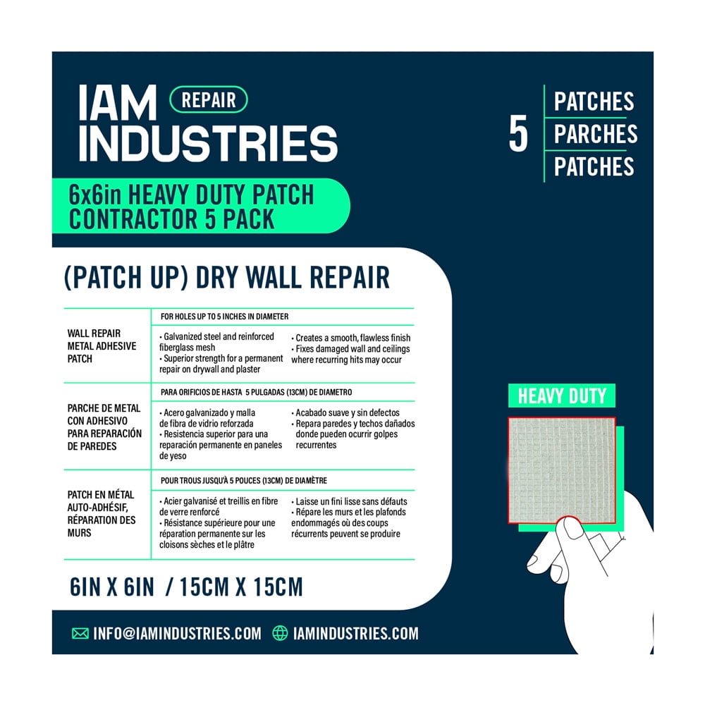 IAM Industries 5 Pieces, 6 Inch Dry Wall Hole Repair Patches, Heavy ...