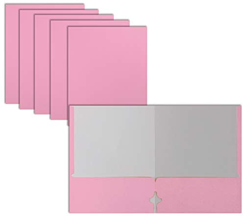 Two Pocket Portfolio Folders, 50-Pack, Pink, Letter Size Paper Folders ...