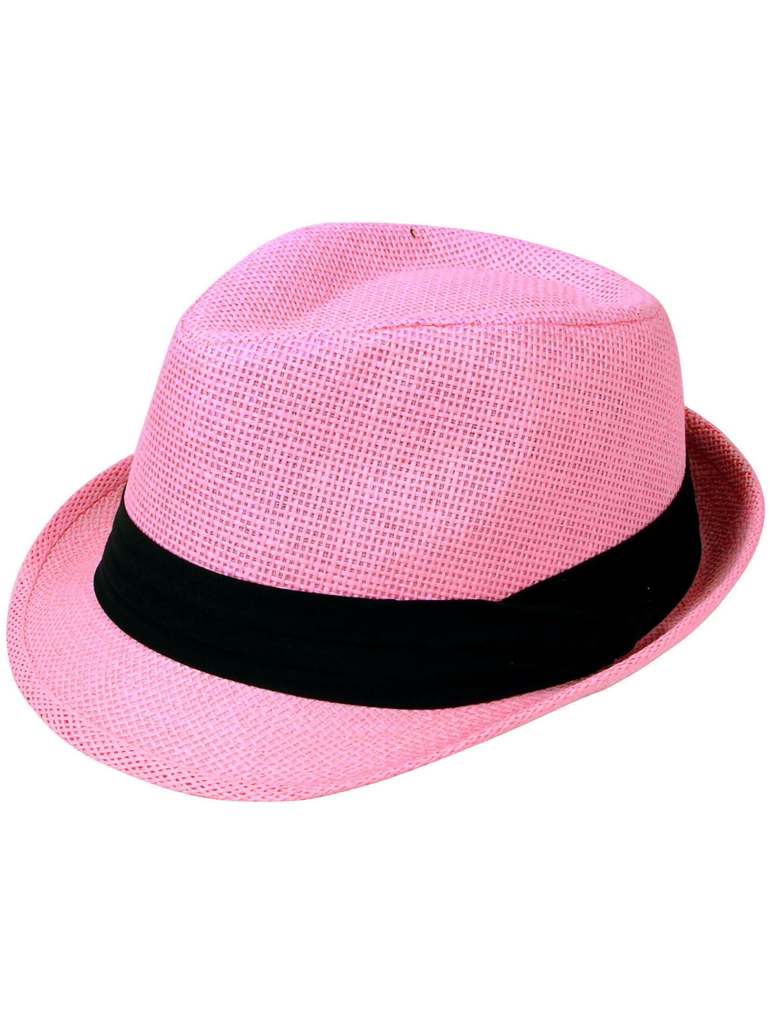 Beach Sun Hats Men Women Summer Straw Fedora Hat, Light Pink LXL ...