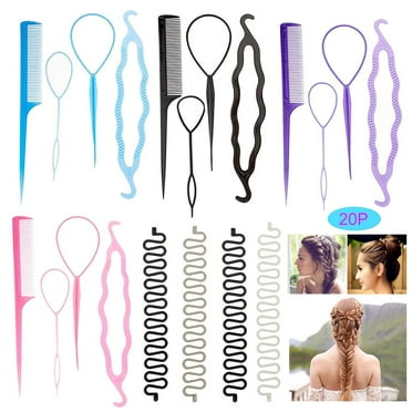 19 Pcs Hair Braiding Tool, DIY Hair Styling Tool Kit Updo Ponytail ...