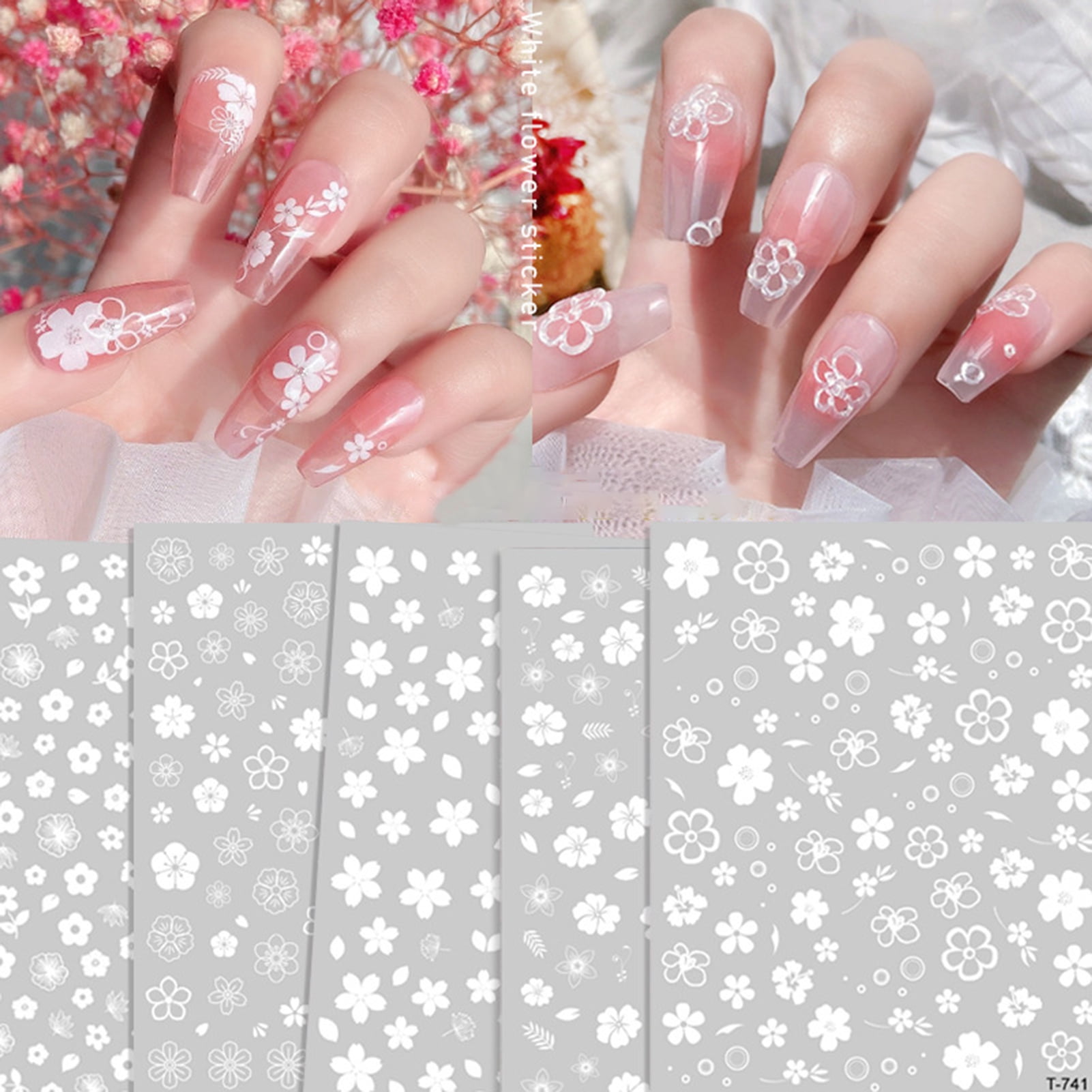 White Flower Nail Art Stickers Best Flower Site