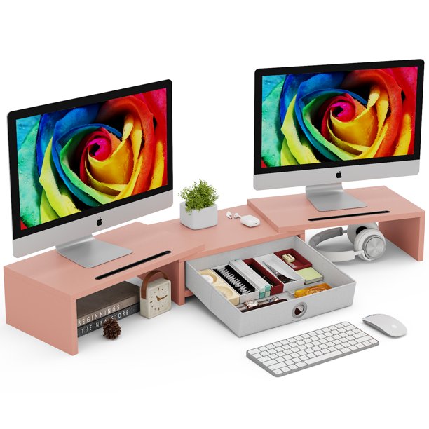 JAFUSI Monitor Stand with Storage Drawer, Monitor Riser with Adjustable ...