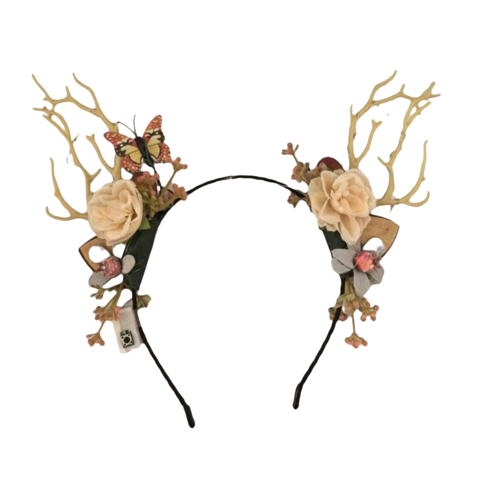 Click here for Runquan Light Up Deer Antlers Flowers Headband Cut... prices