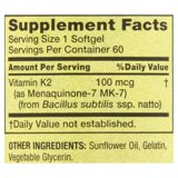 Spring Valley Vitamin K2 Supplement, Soft Gel Capsules, 100 Mcg, 60 ...