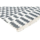 Off-White Wool Rug 5X7 Modern Dhurrie Scandinavian Triangles Room Size ...