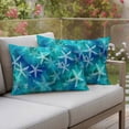 2 Pack Outdoor Waterproof Throw Pillow Covers,Fancy Ocean Starfish Teal ...