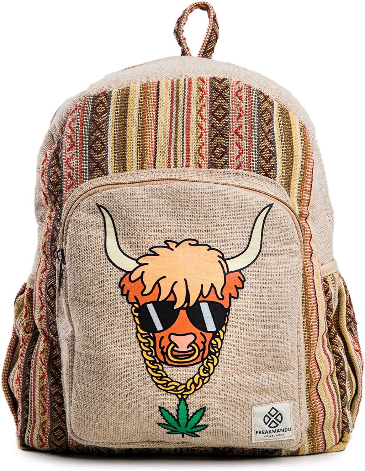 Hemp Backpack Bag Small Eco Friendly Hippie Yak Design Cute Functional ...