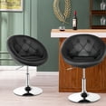 Gymax Set of 2 Height Adjustable Round Tufted Back Bar Chairs Swivel ...