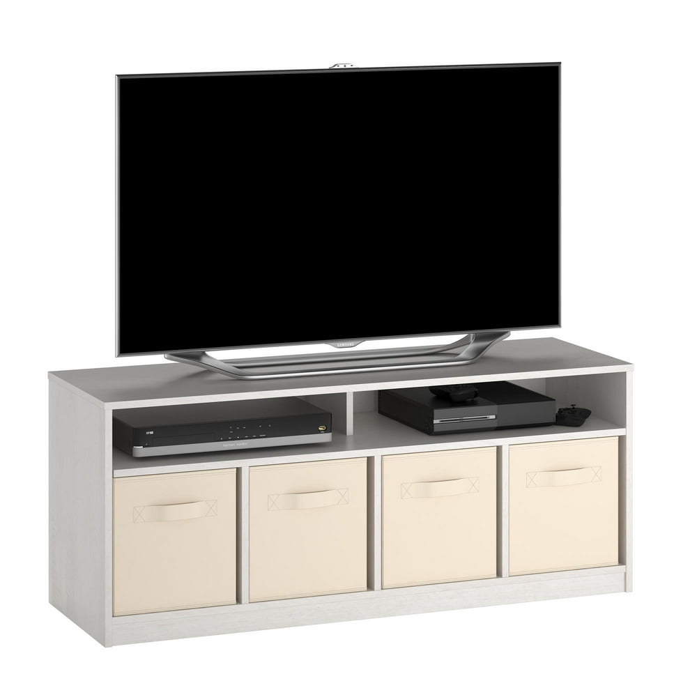 Mainstays 4 Cube TV Console for TVs Up to 59", Ivory Oak - Walmart.com ...