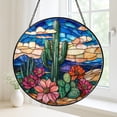 Southwestern Cactus Flower Glass Window Hanging – Home Decor2101 ...