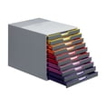 Durable VARICOLOR 10-Compartment Stackable Plastic Drawer Box Gray ...