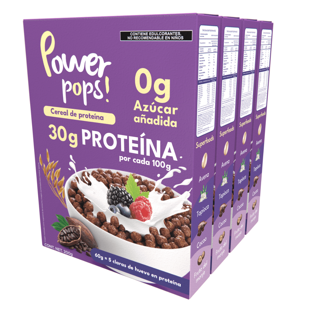 Power pops! 4 pack cereal con 30% de proteína de suero de leche sin ...