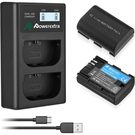 Powerextra LP-E6NH High Capacity ies 2950mAh and Dual USB Charger ...