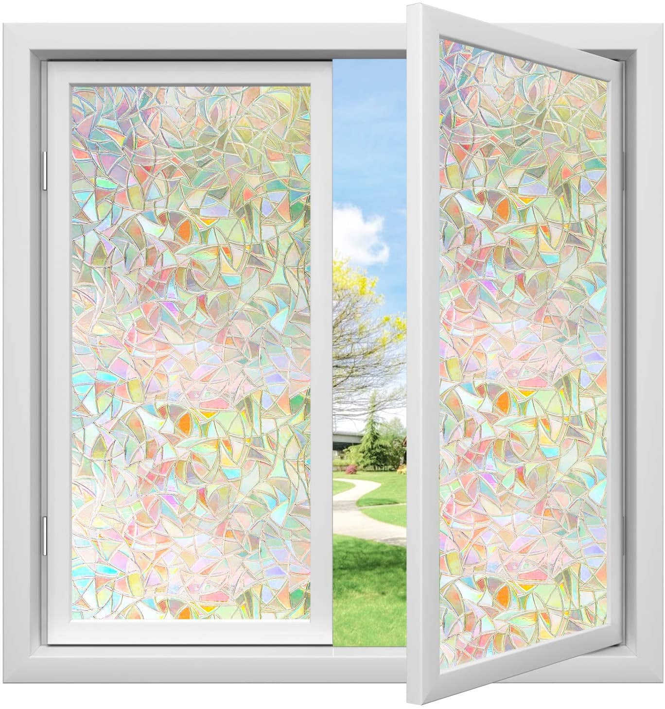 Privacy Window Film, 3D Crystal Decorative Stained Glass Window Film ...
