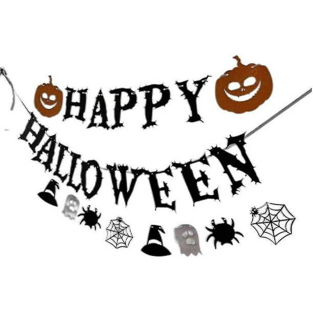 Glitter Happy Halloween Banner Black And White Ghost Garland Happy ...