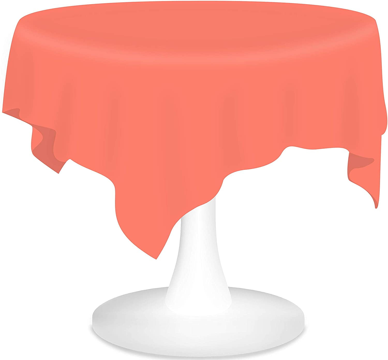 Coral Plastic Tablecloths 3 Pack Disposable Table Covers 84 Inch Circle ...
