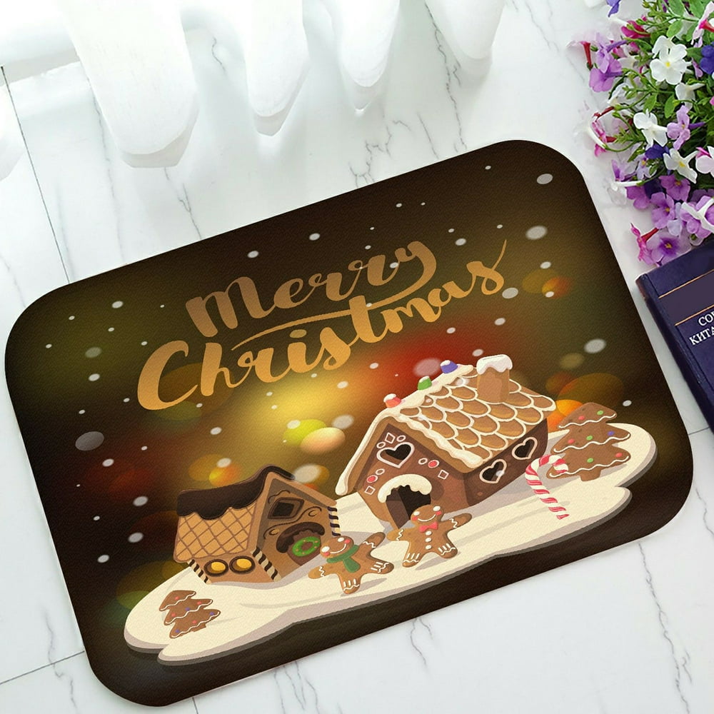 ECZJNT Christmas gingerbread houses candy little men Doormat Bath Mat ...