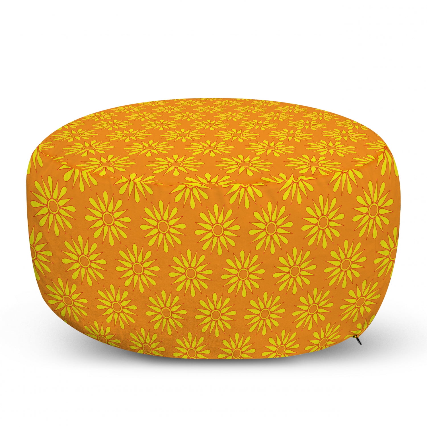 Flowers Pouf Cover with Zipper, Autumn Season Blossom Petals Daisy ...
