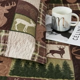 Green Essen Rustic Lodge Quilt Set, Queen/King, Reversible Moose Bear ...