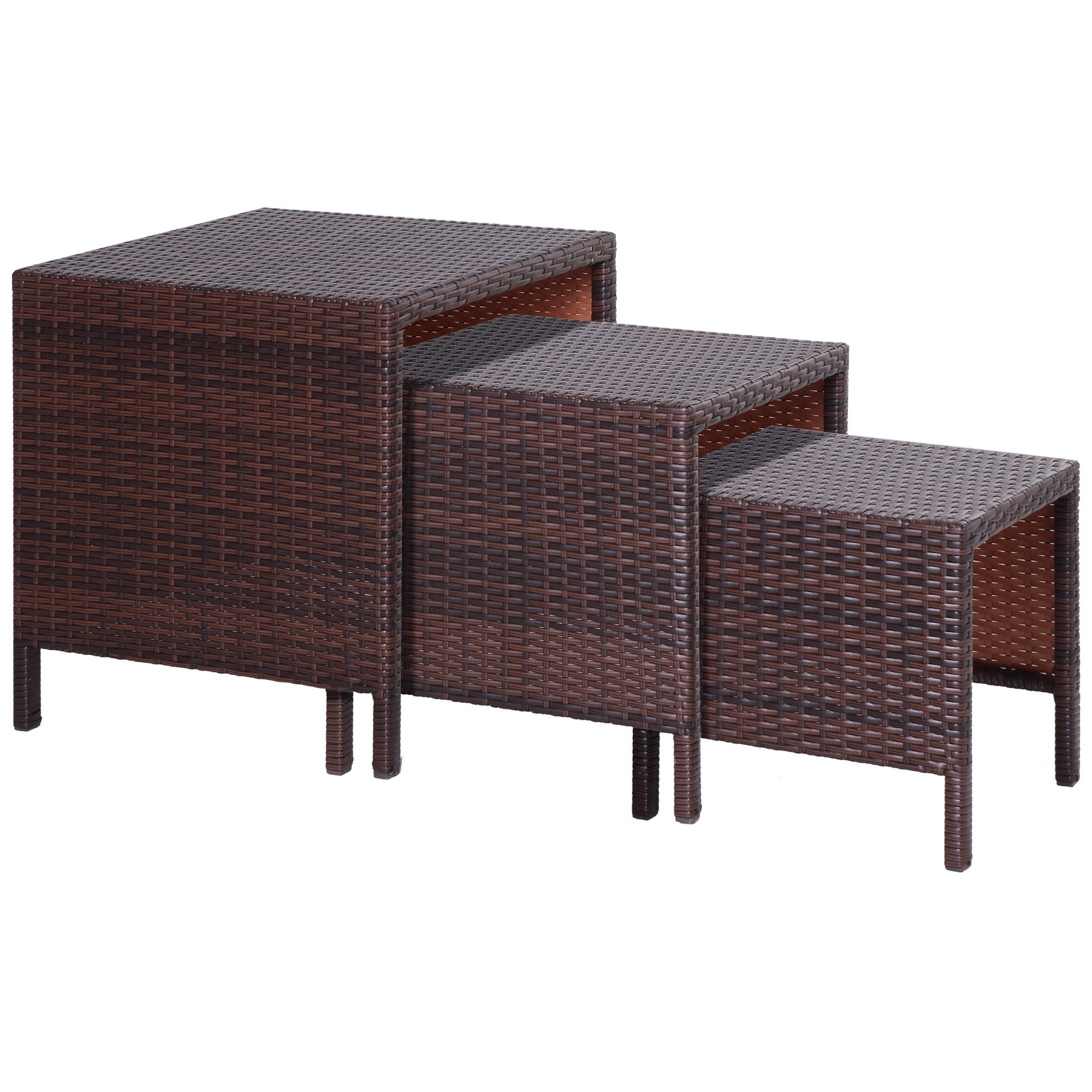 Click here for Outsunny Set Of 3 Wicker Nesting Tables Patio Ratt... prices
