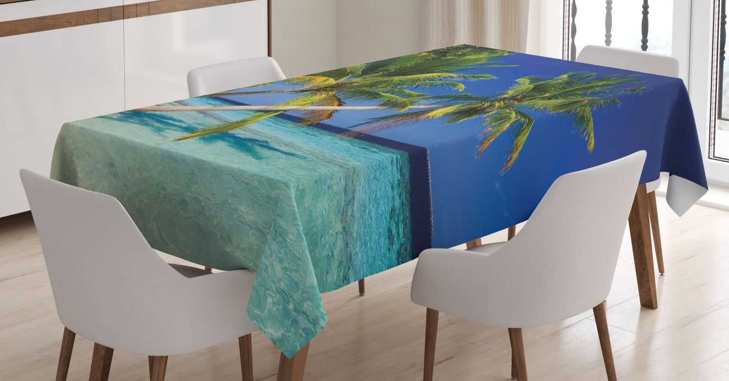Ambesonne Tropical Tablecloth Rectangular Table Cover, Exotic Maldives ...