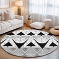 Boho Abstract Geometric Line Round Rug 3ft Vintage Ethnic Stripes ...