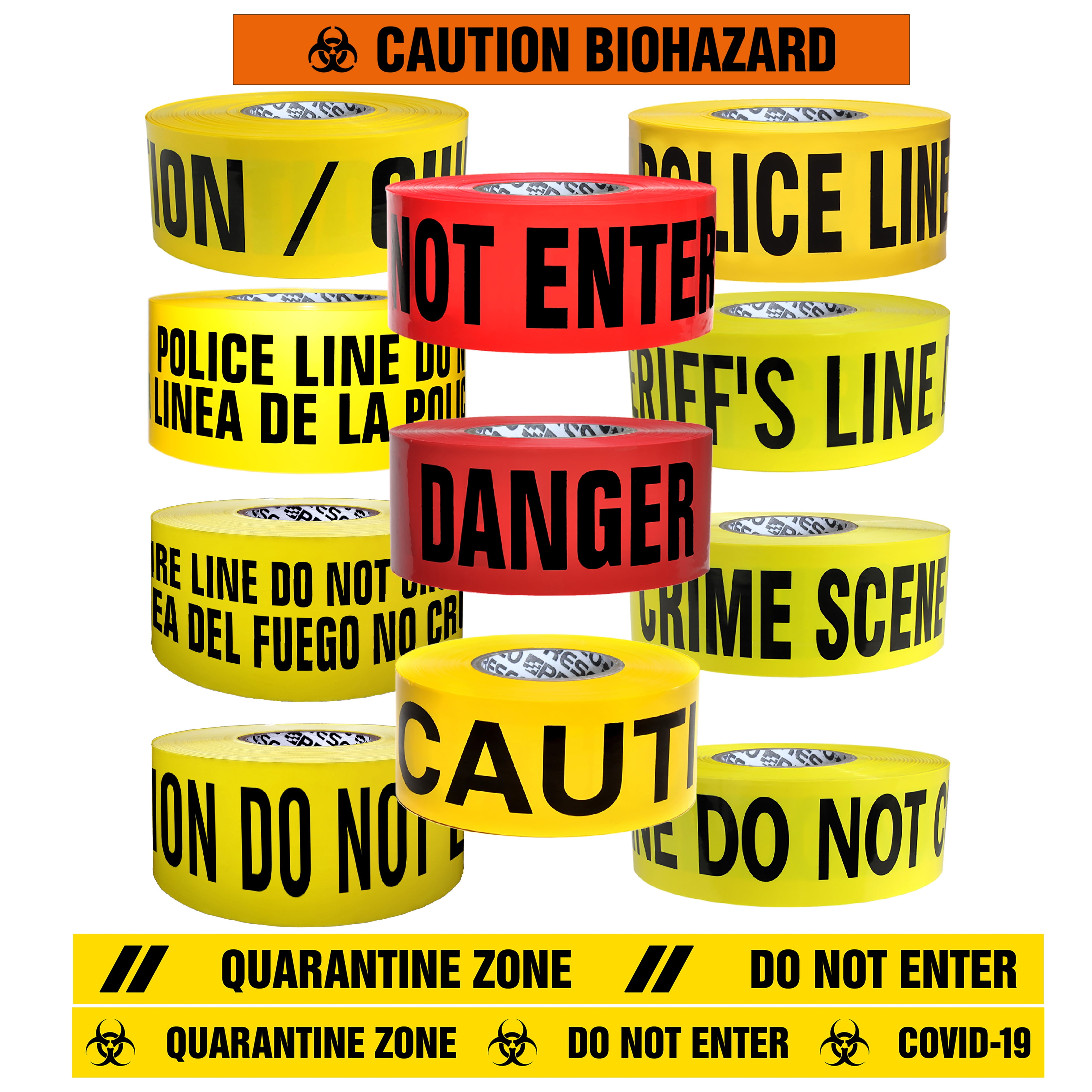 Buy Presco Premium 3 Mil Thick Barricade Tape: 3 in x 300 ft. (Yellow with Black CAUTION DO NOT ...
