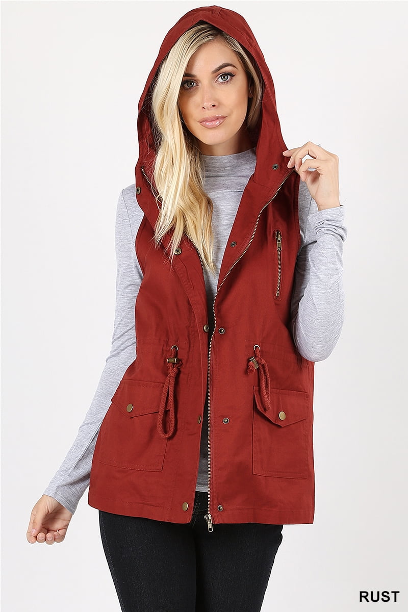 JED FASHION Women's Cotton Drawstring Sleeveless Hoodie Vest - Walmart.com