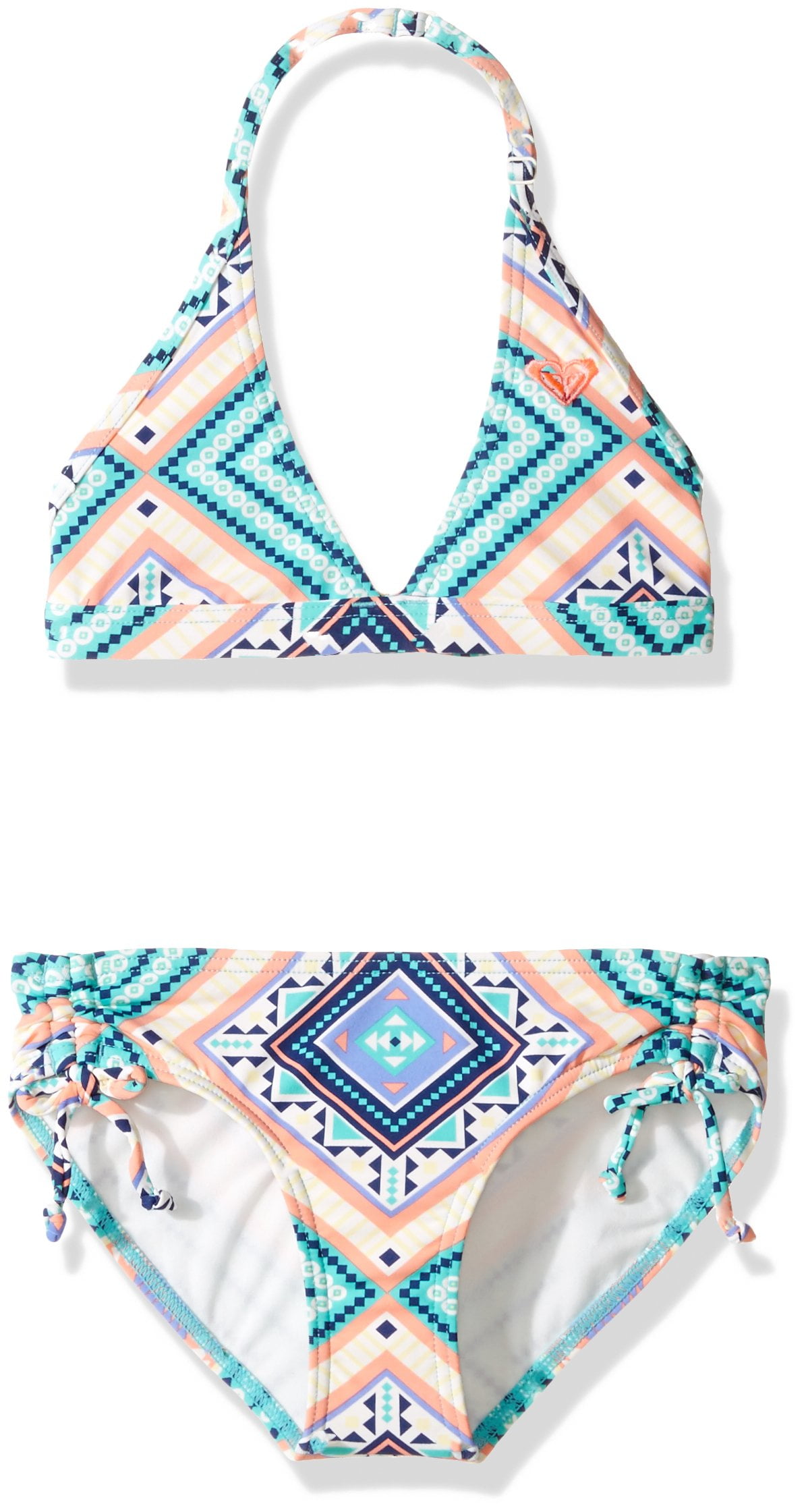 Roxy Girls Swimwear Aztec Hippie College Halter Bikini Set 14