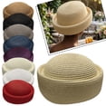 Straw Beret Hats for Women, Hand Woven Vintage Church Pillbox Hat ...