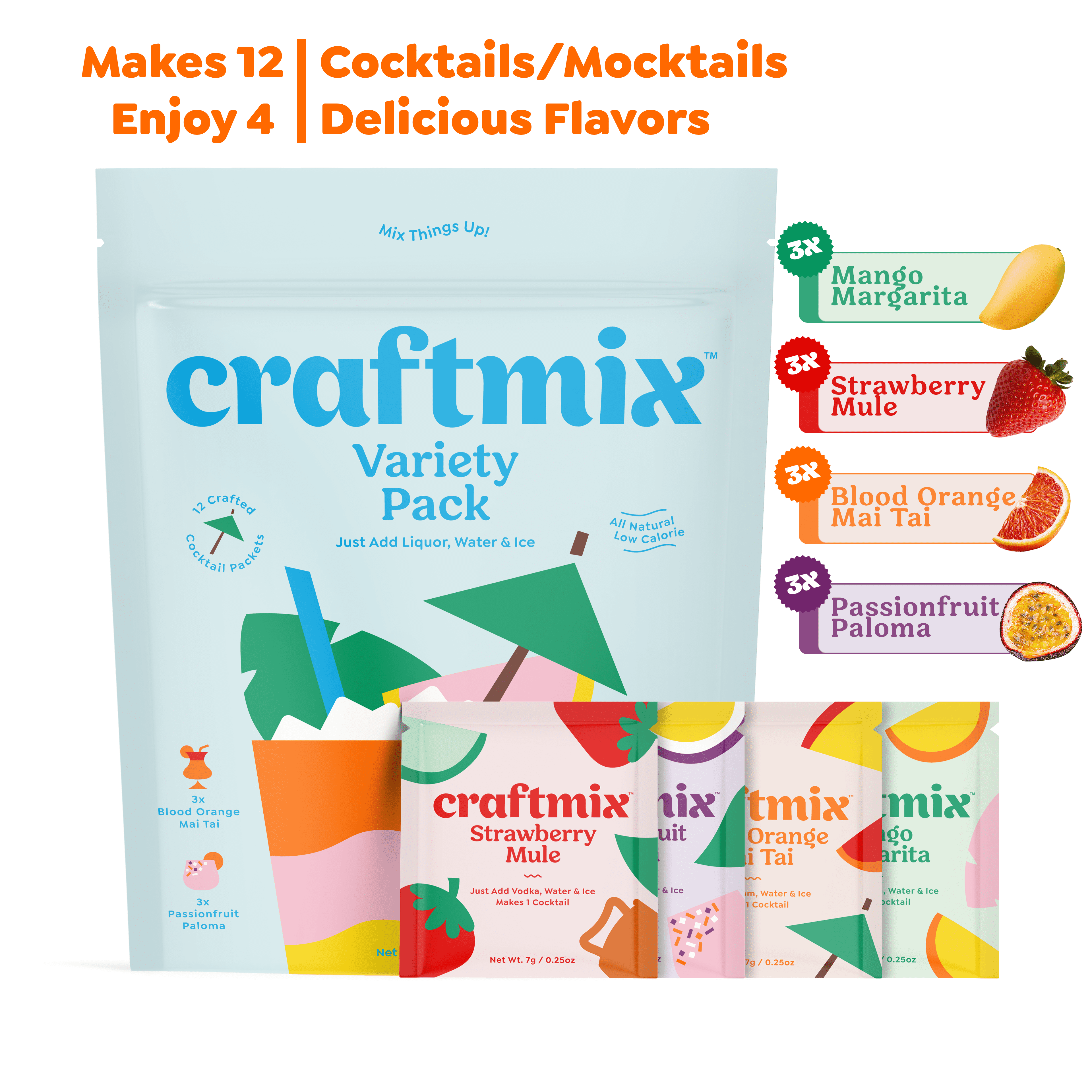 Craftmix Variety Pack Cocktail Mixers, 4 Flavors, 12 Count - Walmart.com