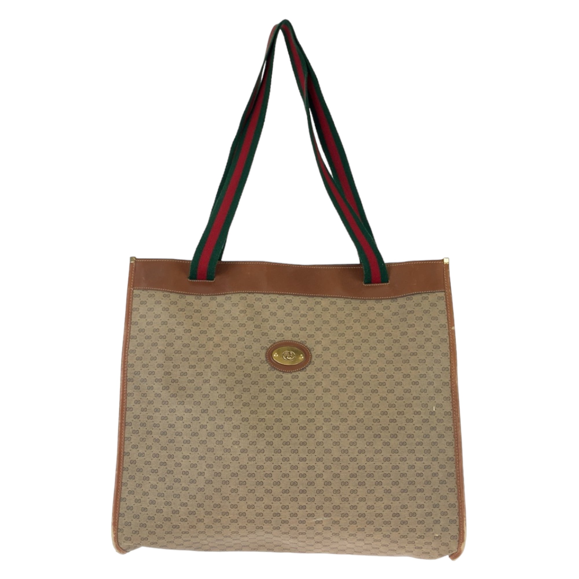 Pre-Owned GUCCI Vintage Old Gucci Sherry Line Micro GG Brown Gold ...