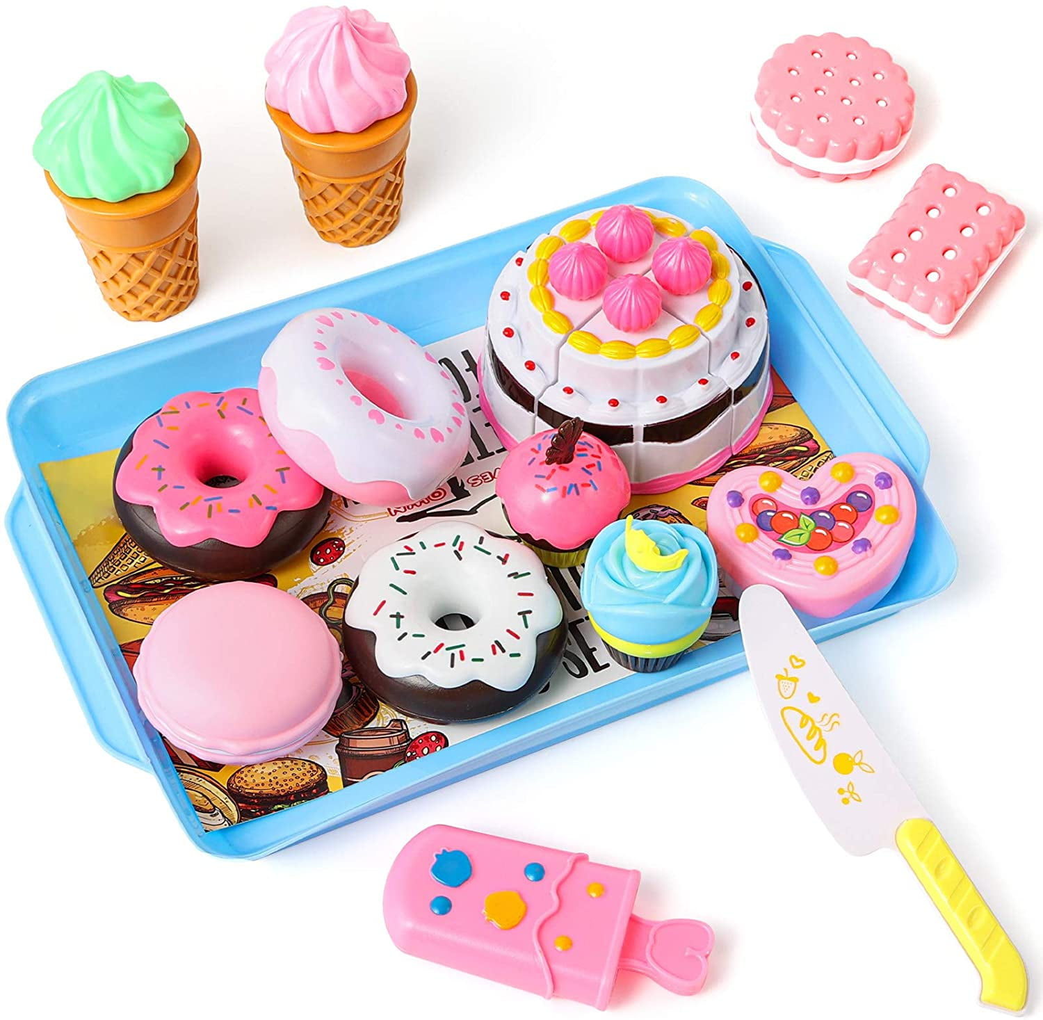 Desserts Food Toy, 15 Pcs Kids Play Food Set Toddlers Pretend Toy Food ...