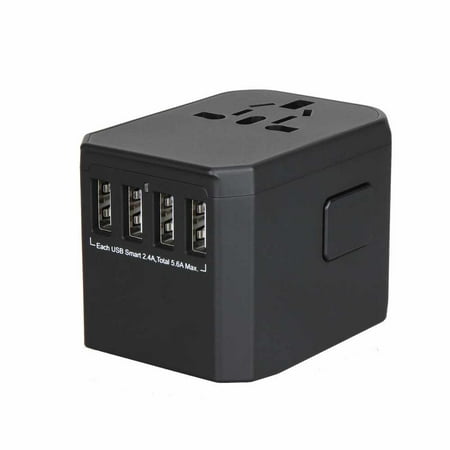 Bulk Packaging Universal Travel Adaptor with Nylon Pouch Black Adapters ...
