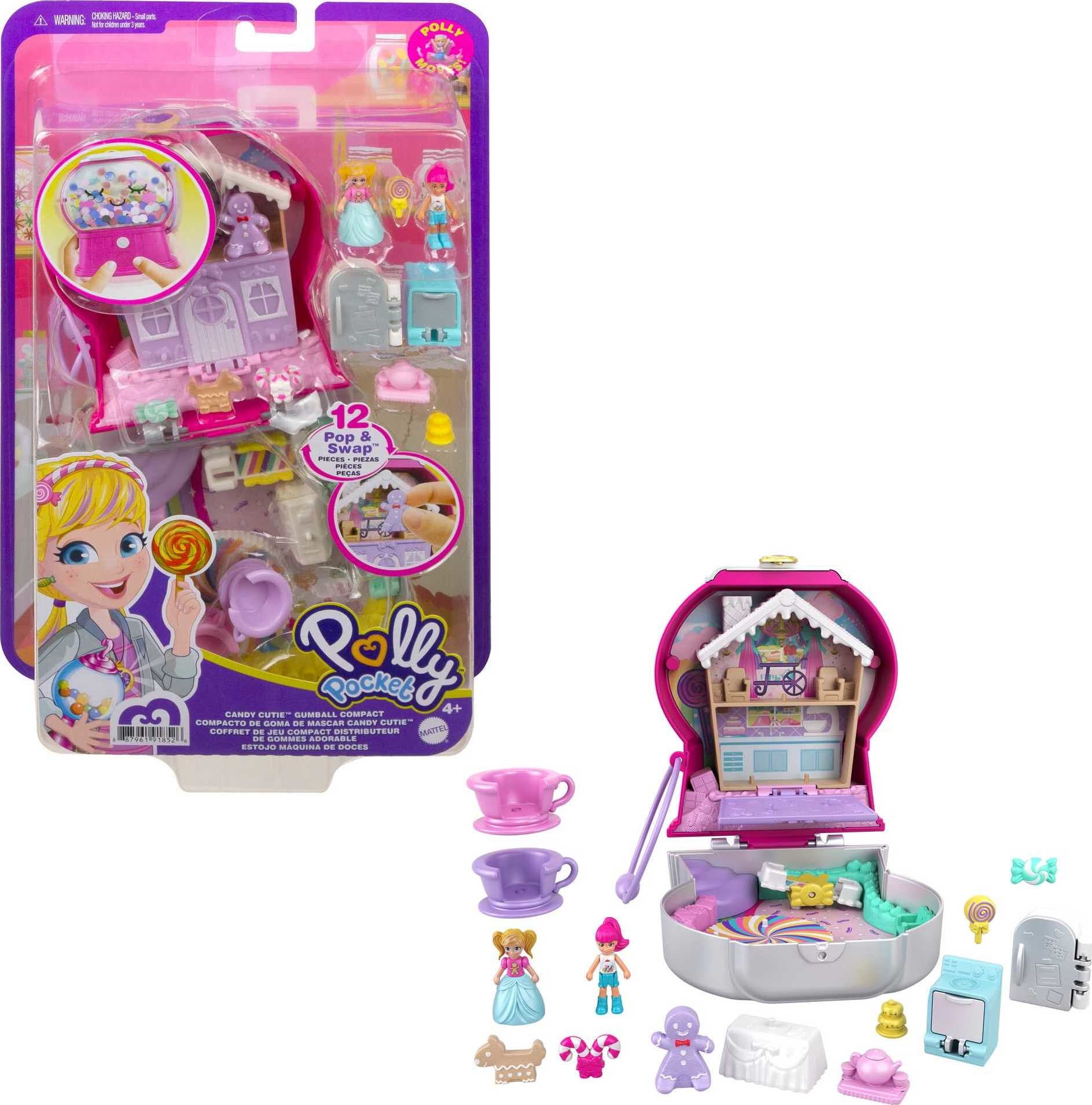 Polly Pocket Candy Cutie Gumball Compact,13 Accessories, 4 & up ...