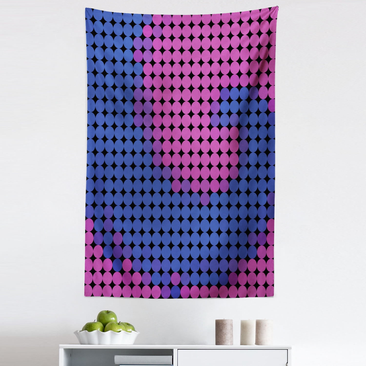 Spires Tapestry, Spiral Background with Pixel Dotted Flat Design Odd ...